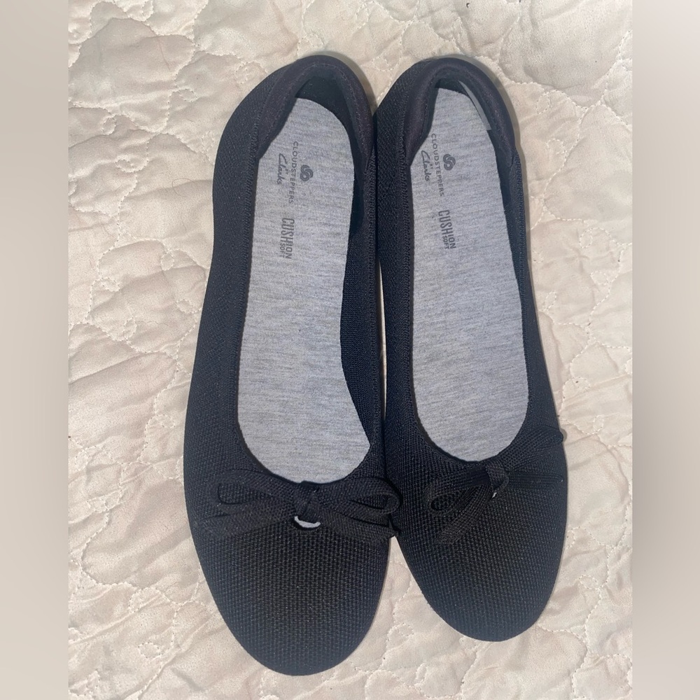 Clarks Cloudstepper Black Ballet Flats. Size 9.5 - Gem